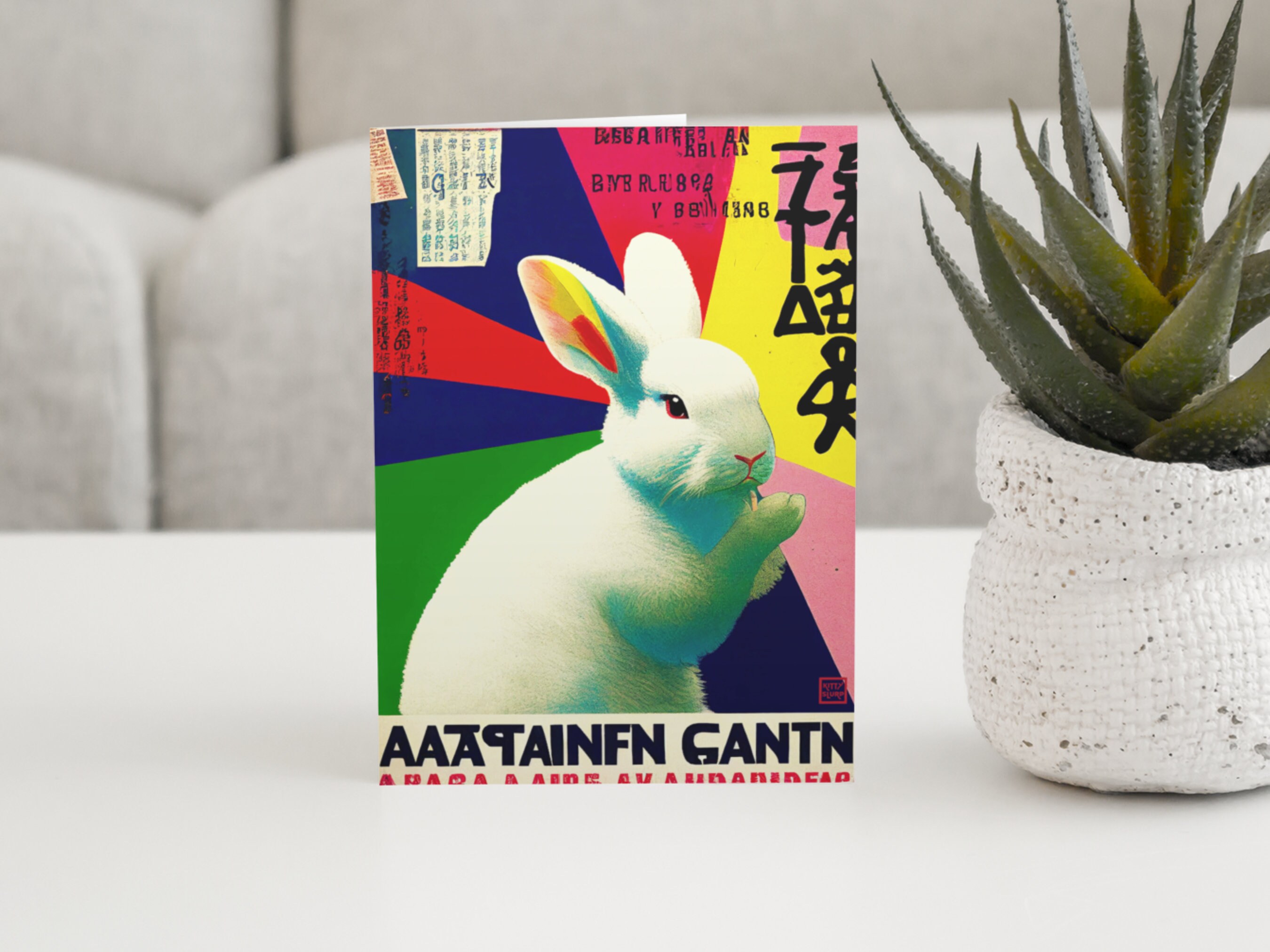 Blank Easter Bunny Card, Printable Birthday Card, Easter Greeting Card ...