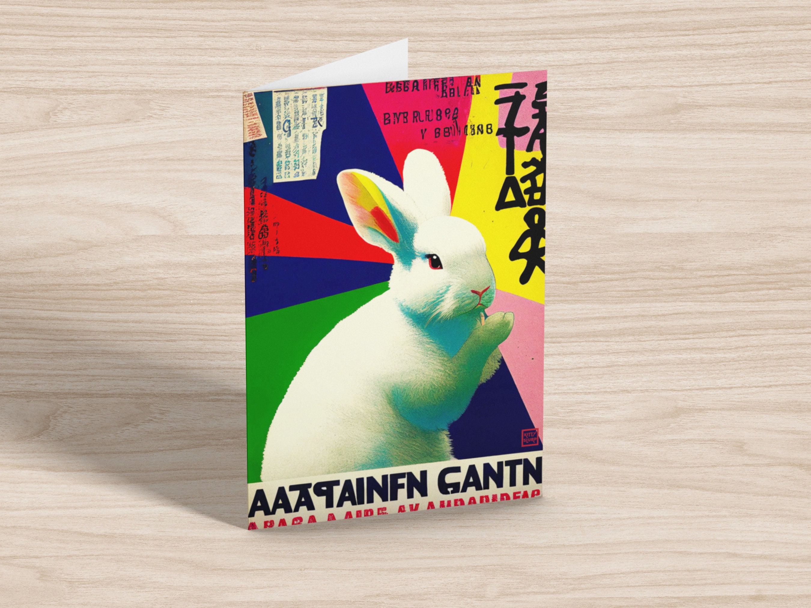 Blank Easter Bunny Card, Printable Birthday Card, Easter Greeting Card ...