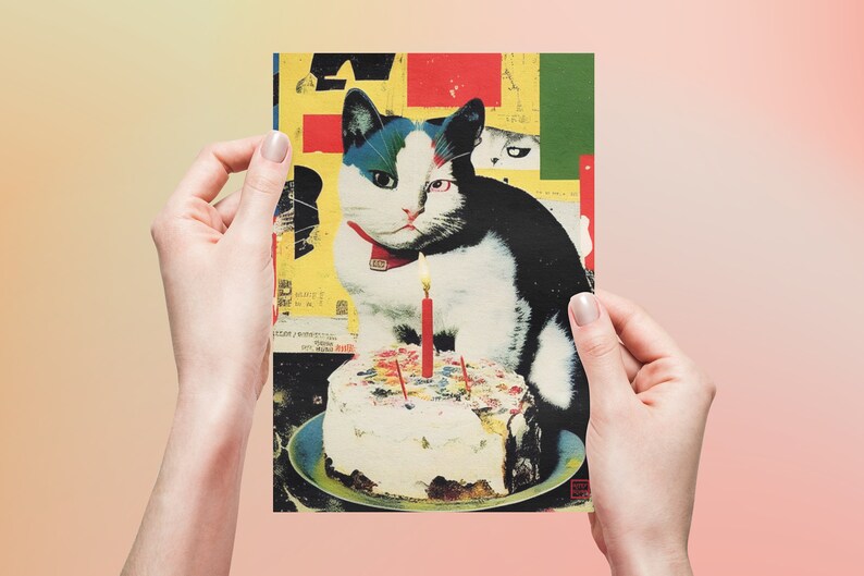 Cat Lover Birthday Card, Printable Greeting Card, Cat Lady Card, 5x7 ...