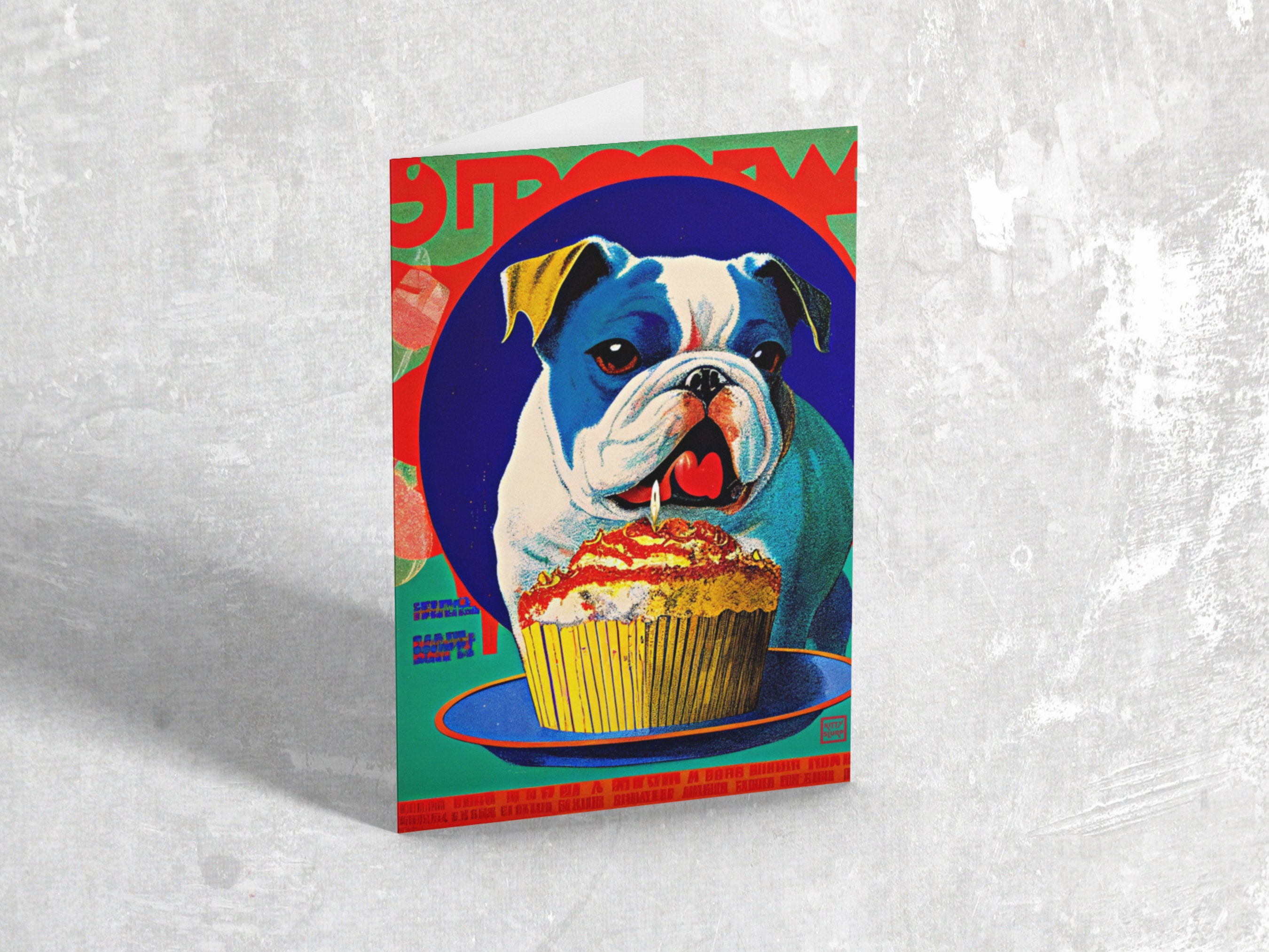 Bulldog Birthday Card, Printable Birthday Card, Dog Greeting Card, 5x7 ...