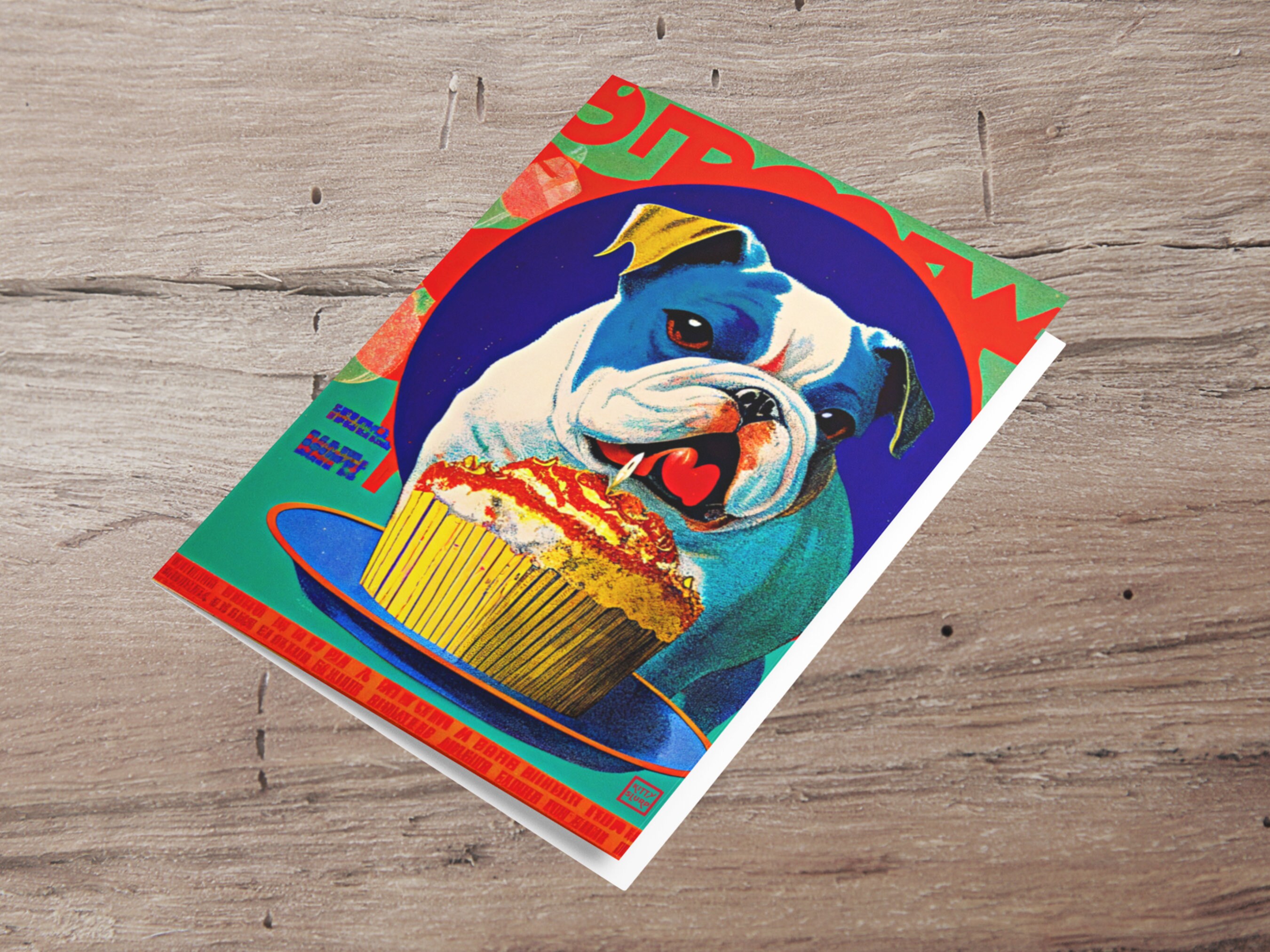 Bulldog Birthday Card, Printable Birthday Card, Dog Greeting Card, 5x7 ...