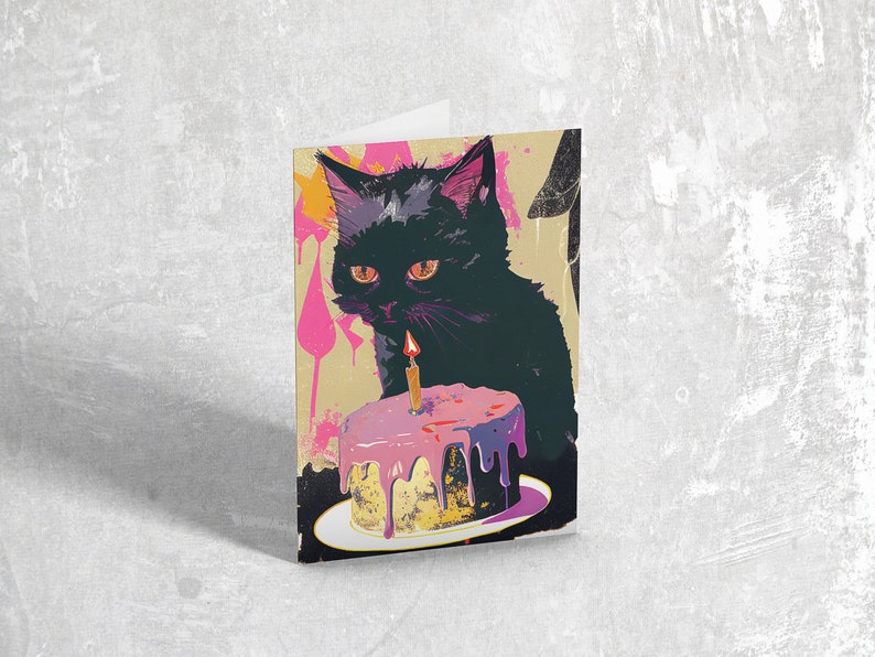 Birthday Card for Cat Lover, Printable Greeting Card, Cat Lady Card ...