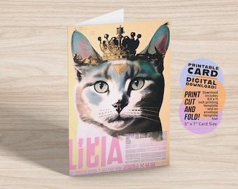 Greeting Card for Cat Owner, Printable Birthday Card, Cat Lady Card ...