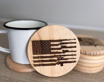 American Flag Bullet Coaster Wooden Coaster Gifts for Gun Lovers ...