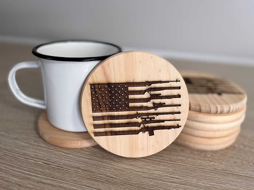 American Flag Gun Coaster Wooden Coaster Gifts for Gun Lovers Patriotic ...