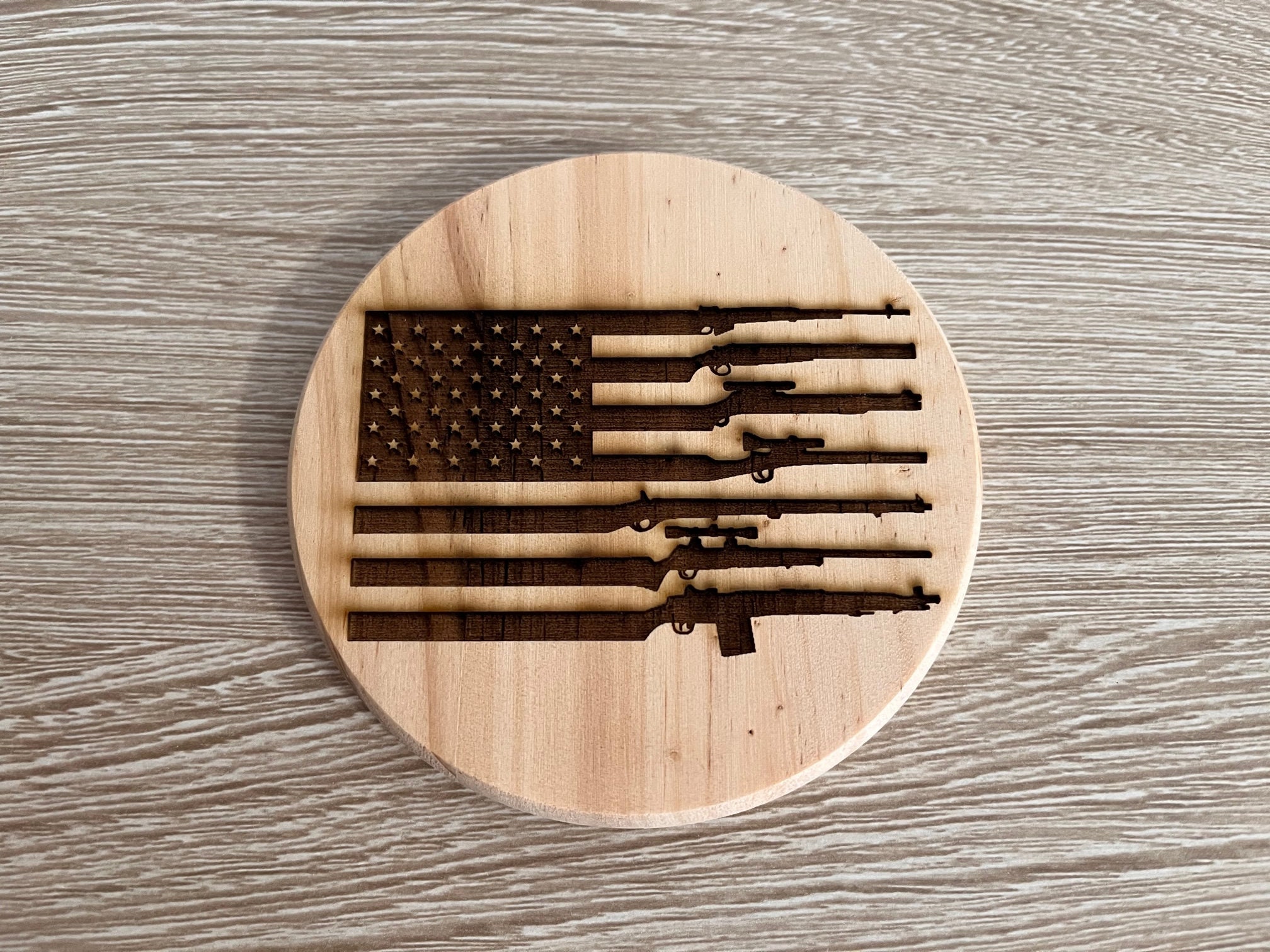 American Flag Gun Coaster Wooden Coaster Gifts for Gun Lovers Patriotic ...