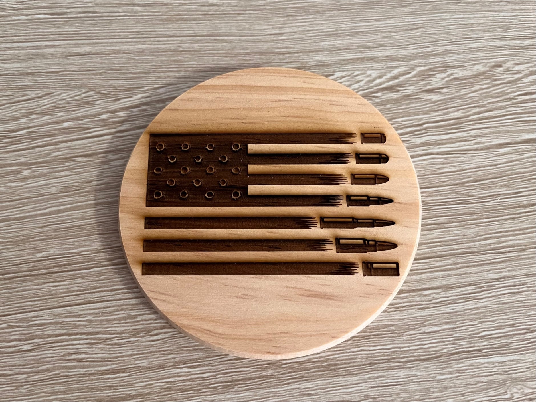 American Flag Bullet Coaster Wooden Coaster Gifts for Gun Lovers ...