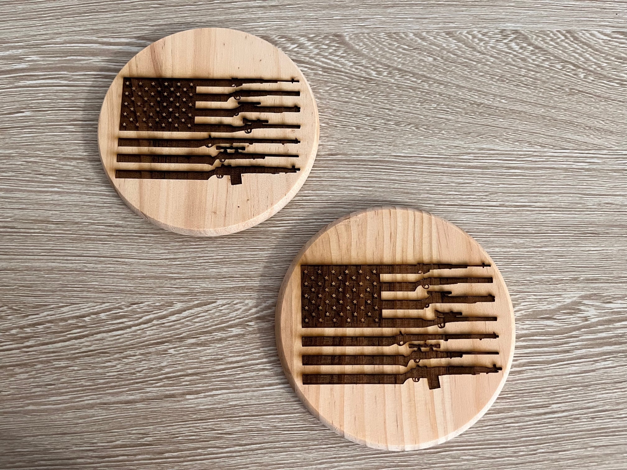 American Flag Gun Coaster Wooden Coaster Gifts for Gun Lovers Patriotic ...