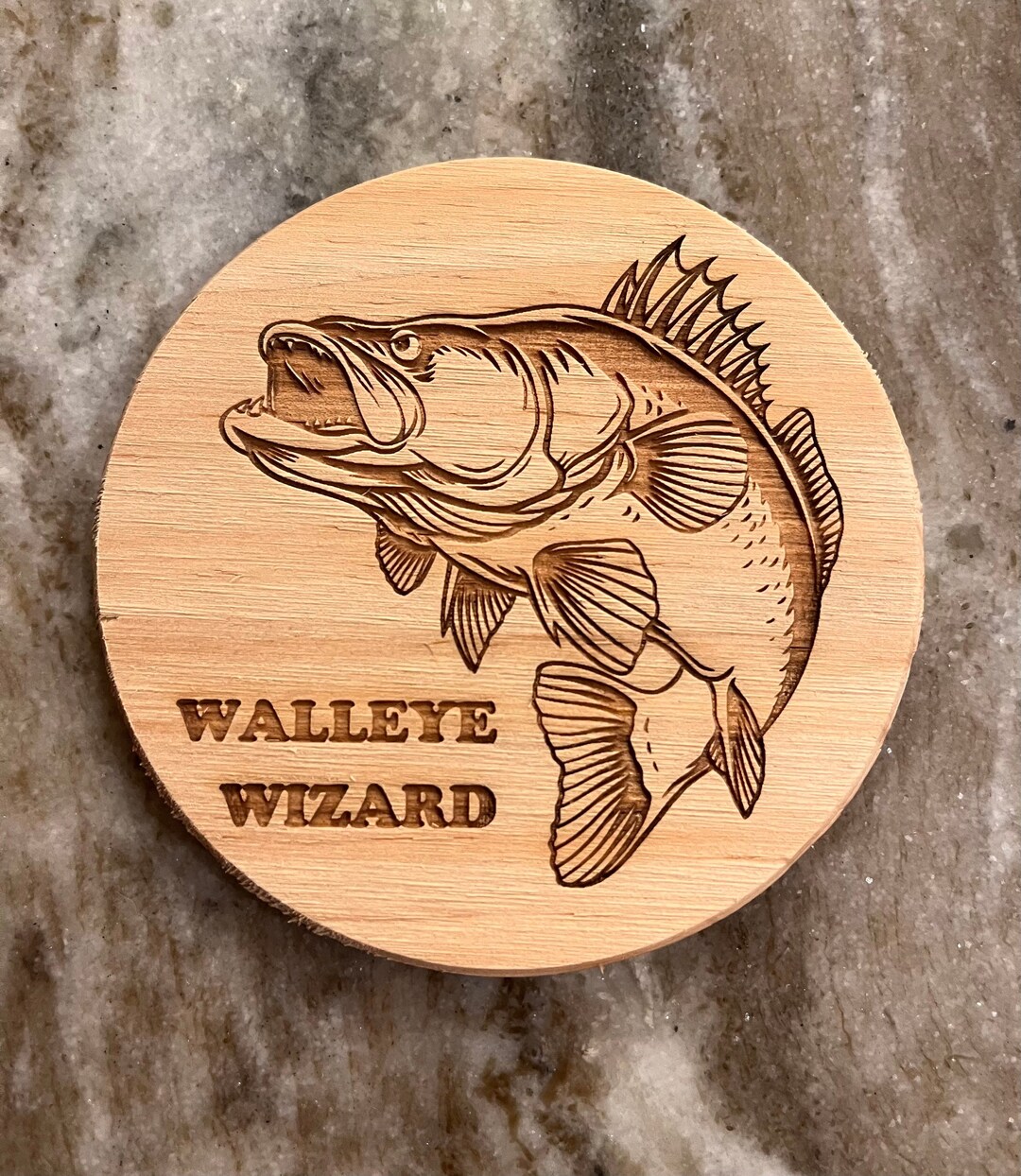 Walleye Wizard Coaster | Wooden Coaster | Gifts for Fishermen | Carp ...