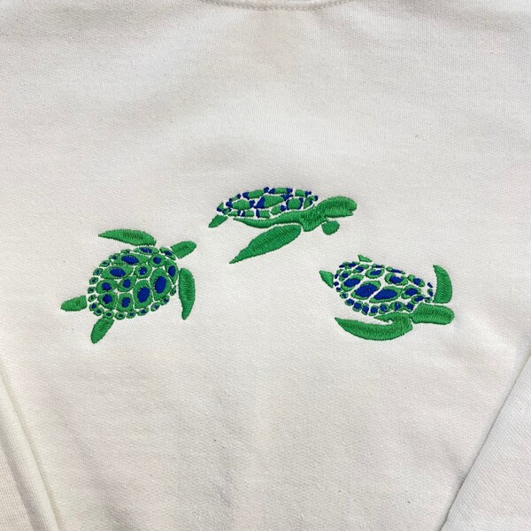 Turtle Embroidered Sweatshirt - Etsy