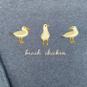 Beach Chicken (seagull) Embroidered Sweatshirt - Etsy