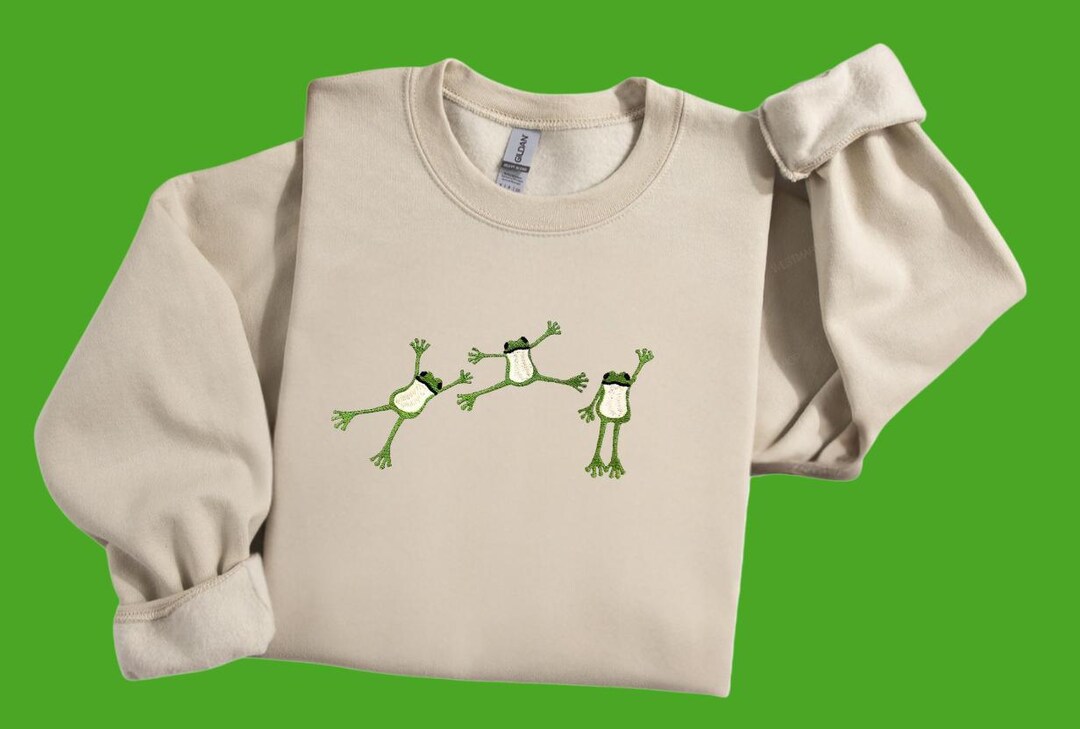 Frog Lover's Embroidered Sweatshirt - Etsy