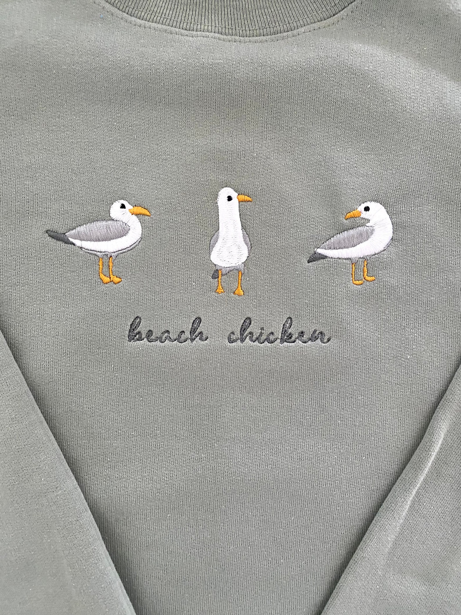 Beach Chicken (seagull) Embroidered Sweatshirt - Etsy