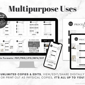 Editable Price Lists Bundle, Digital Price List Signs Printable Price ...