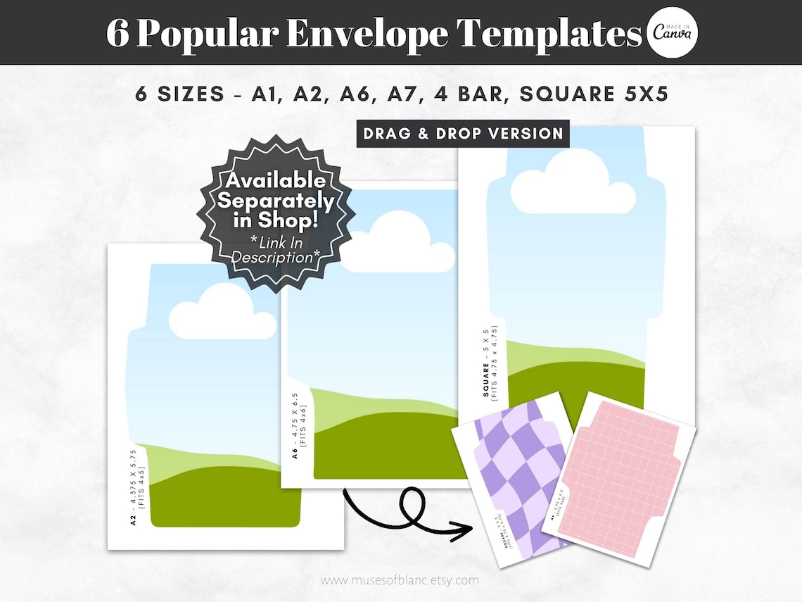 DIY Printable Envelope Template, Editable Canva Templates, A1 A2 A6 A7 ...
