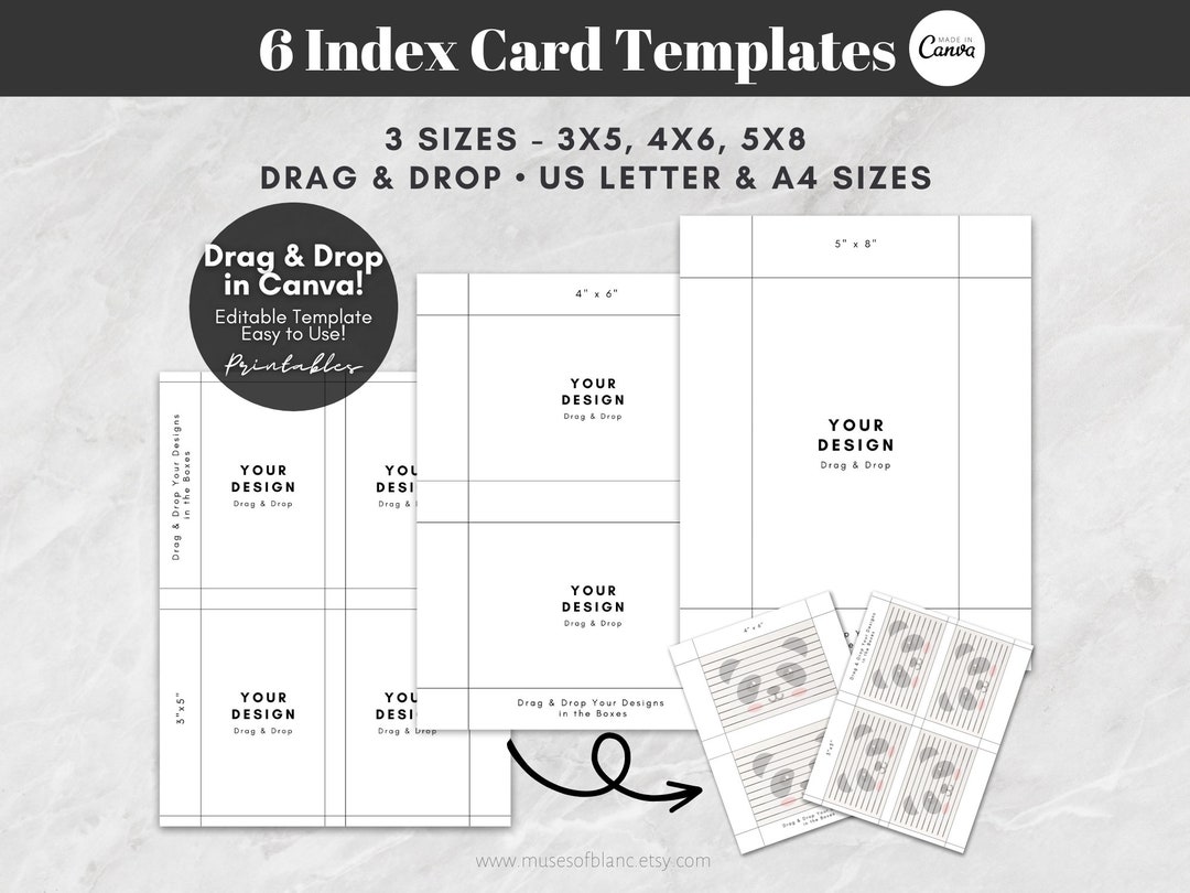 Drag and Drop Index Cards Template Printable Index Cards - Etsy
