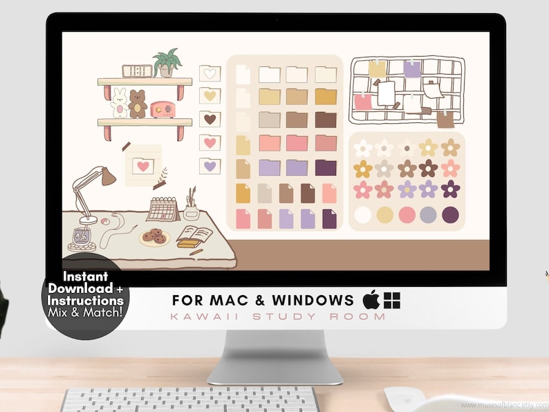 100 Cute Desktop Folder Icons Desktop Organizer Wallpaper for - Etsy