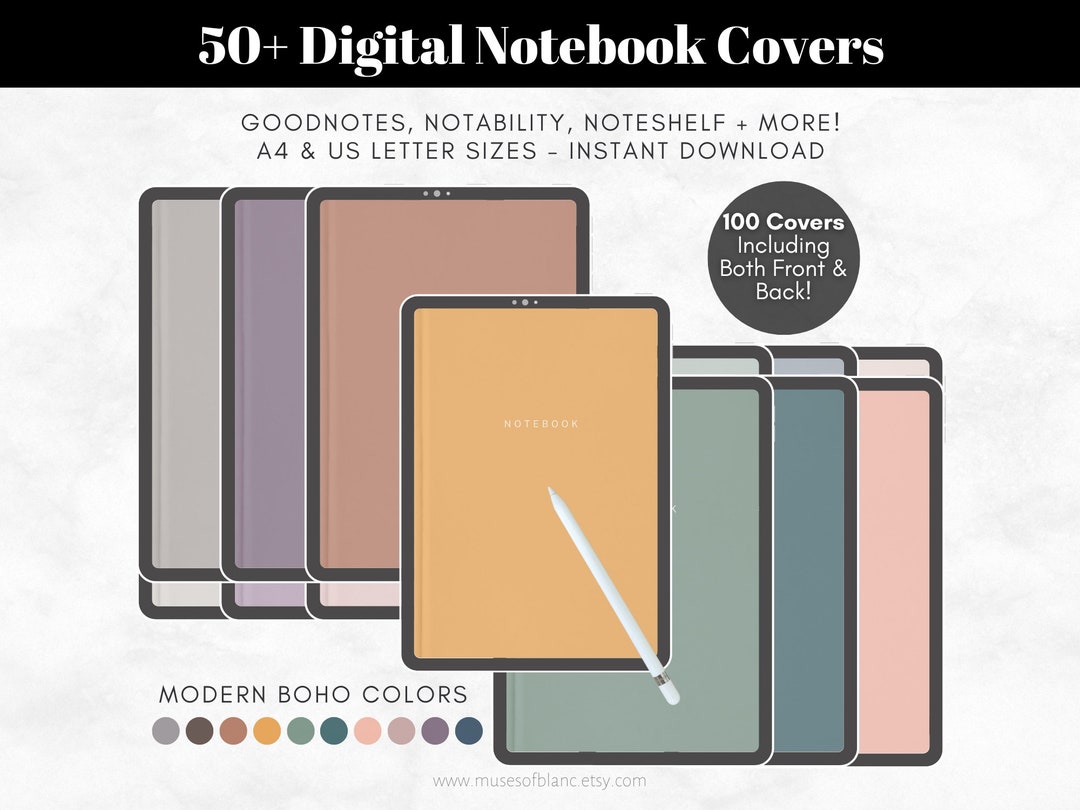 50 Digital Notebook Covers, Digital Planner Covers, Goodnotes ...