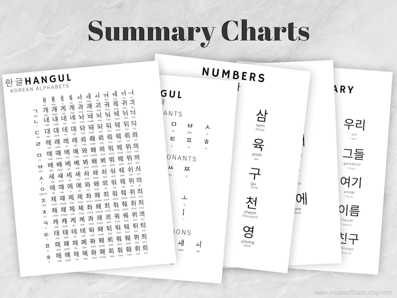 Learn Korean Beginner Workbook Hangul Chart Korean Learning - Etsy