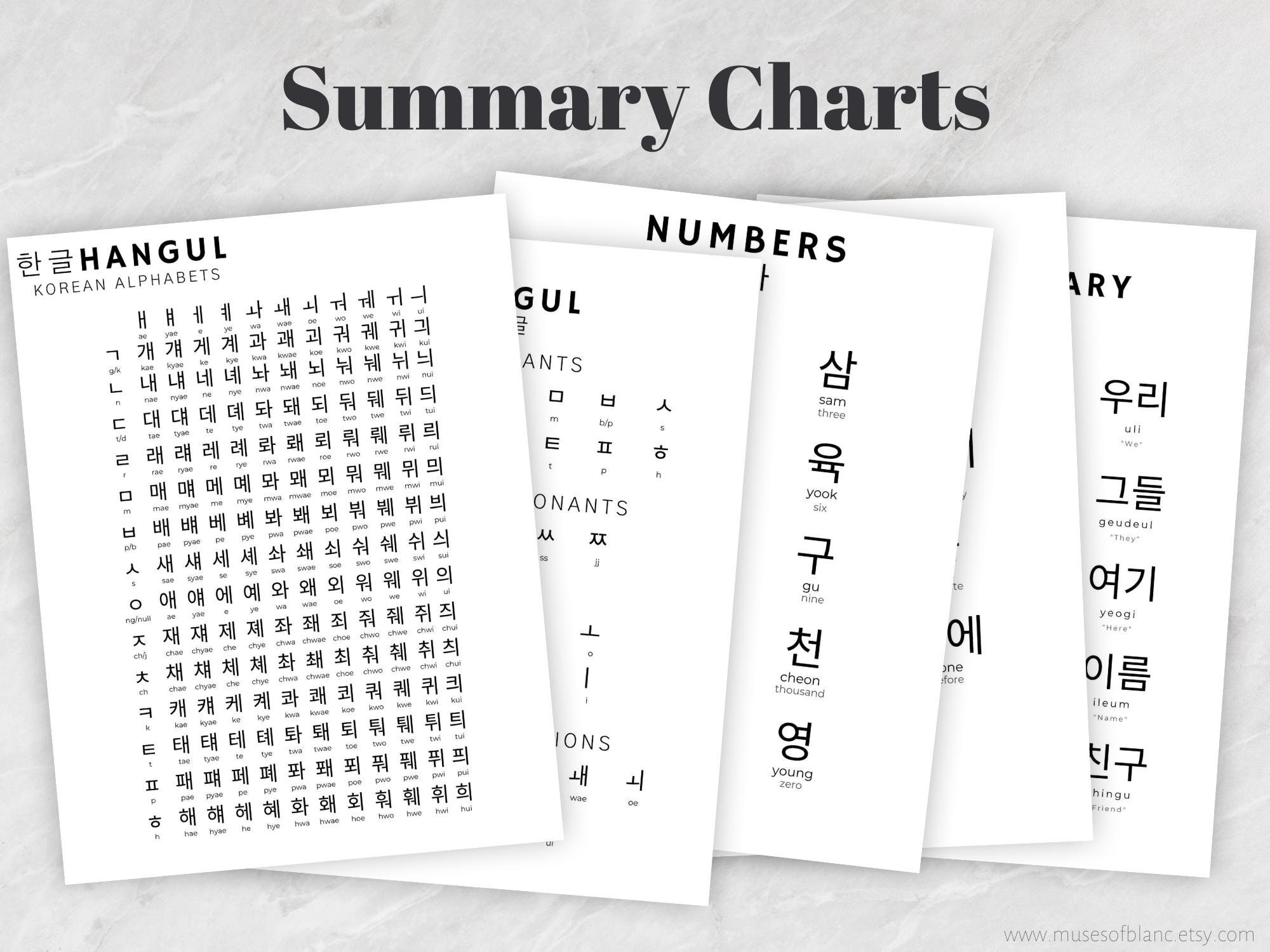 Learn Korean Beginner Workbook Hangul Chart Korean Learning - Etsy