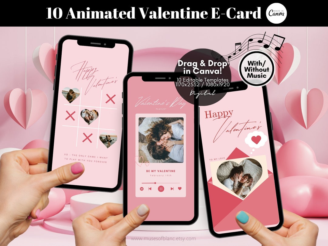 Editable Digital Valentine Card Template, Animated Valentine E-card ...
