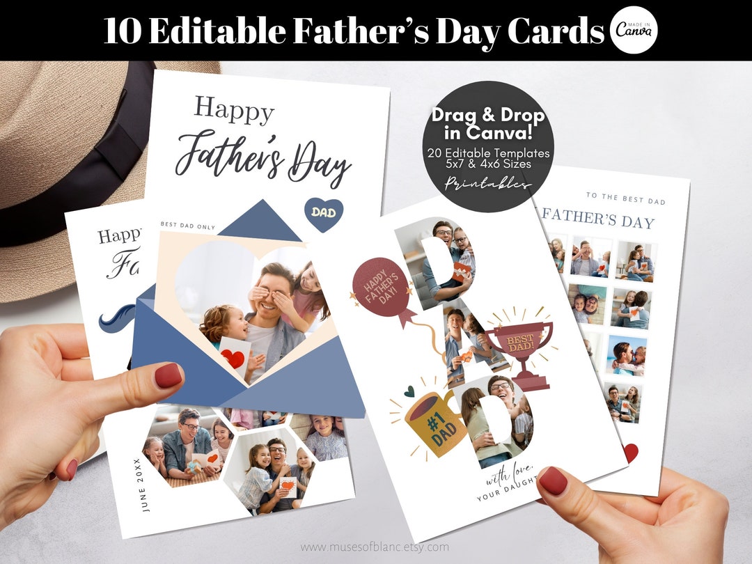 Editable Father’s Day Cards Templates, Printable Photo Fathers Cards ...