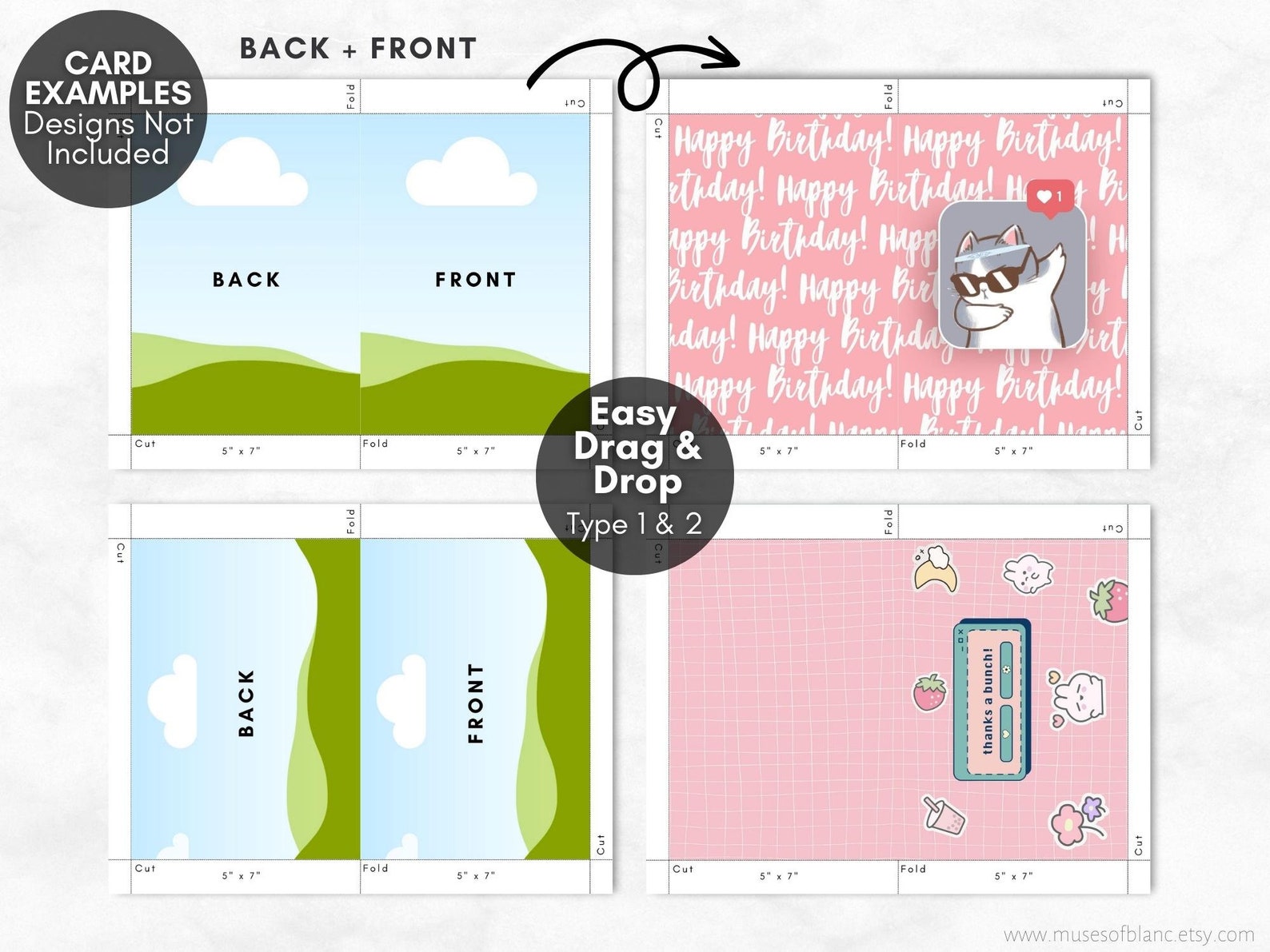 Drag and Drop Greeting Card Templates, A7 Printable Envelope Template ...