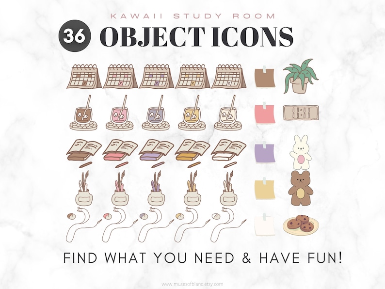 Cute Desktop Folder Icons, Kawaii Study Room Theme, Mac & Windows ...
