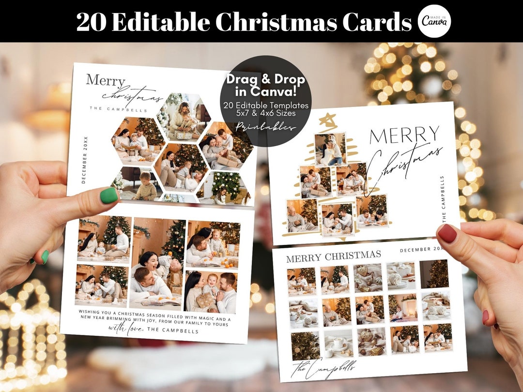 Editable Christmas Cards Templates, Printable Photo Christmas Cards ...
