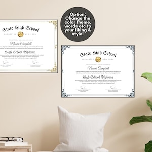 Editable High School Diploma Certificate Template, Printable Diploma ...