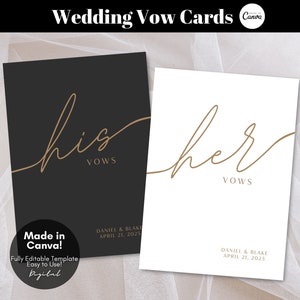 Editable Wedding Vows Card Template, Editable Canva Template Wedding ...