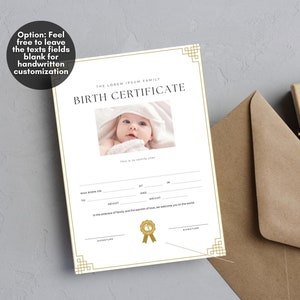 Editable Certificate of Birth Certificate Template, Printable Birth ...