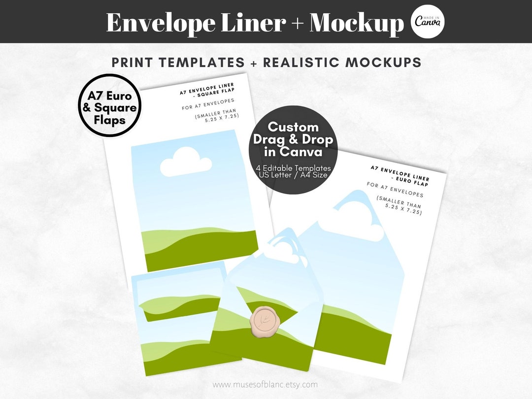 Drag and Drop A7 Printable Envelope Liner Templates, Custom Envelope ...