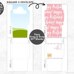 Drag and Drop Greeting Card Templates, Square Printable Envelope ...