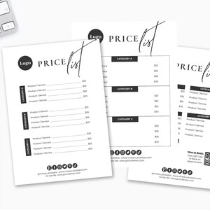 Editable Price Lists Bundle, Digital Price List Signs Printable Price ...