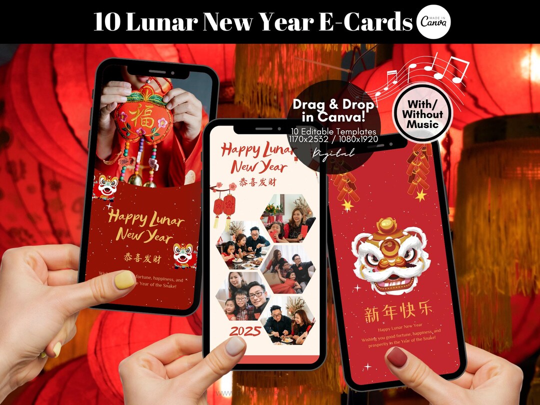 Editable Digital Lunar New Year Card Template, Animated Chinese New ...