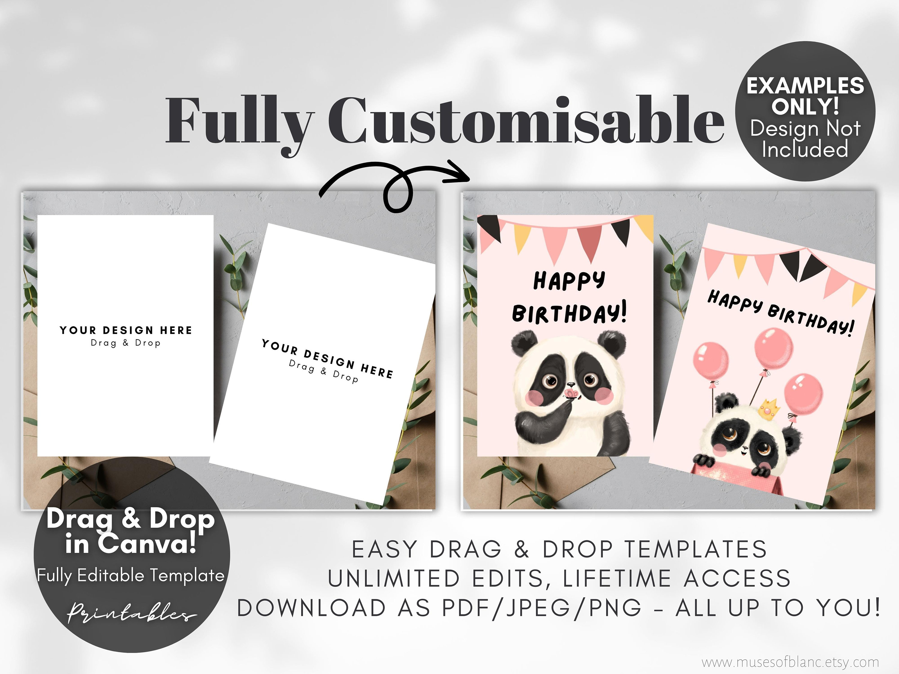 10 Drag and Drop Greeting Card Mockup Bundle, Editable Canva Template ...