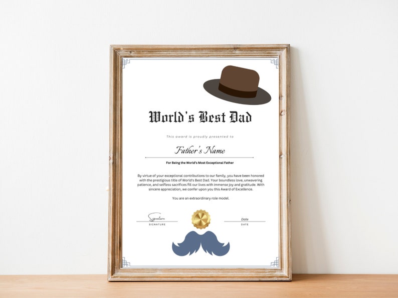 Editable World’s Best Dad Certificate Template, Custom Happy Father’s ...
