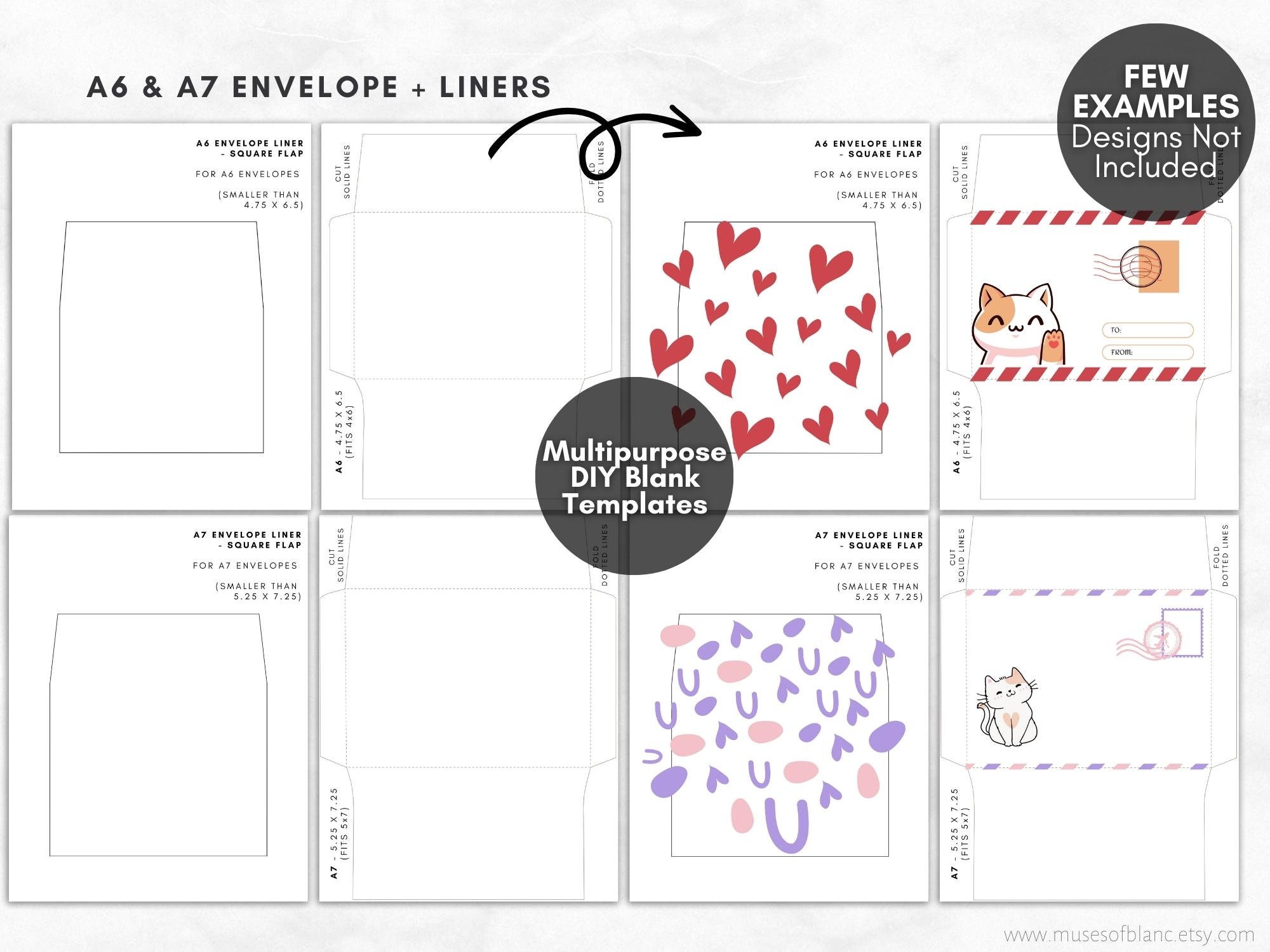 DIY Printable Envelope Template, Custom Envelope Liner Templates, A1 A2 ...
