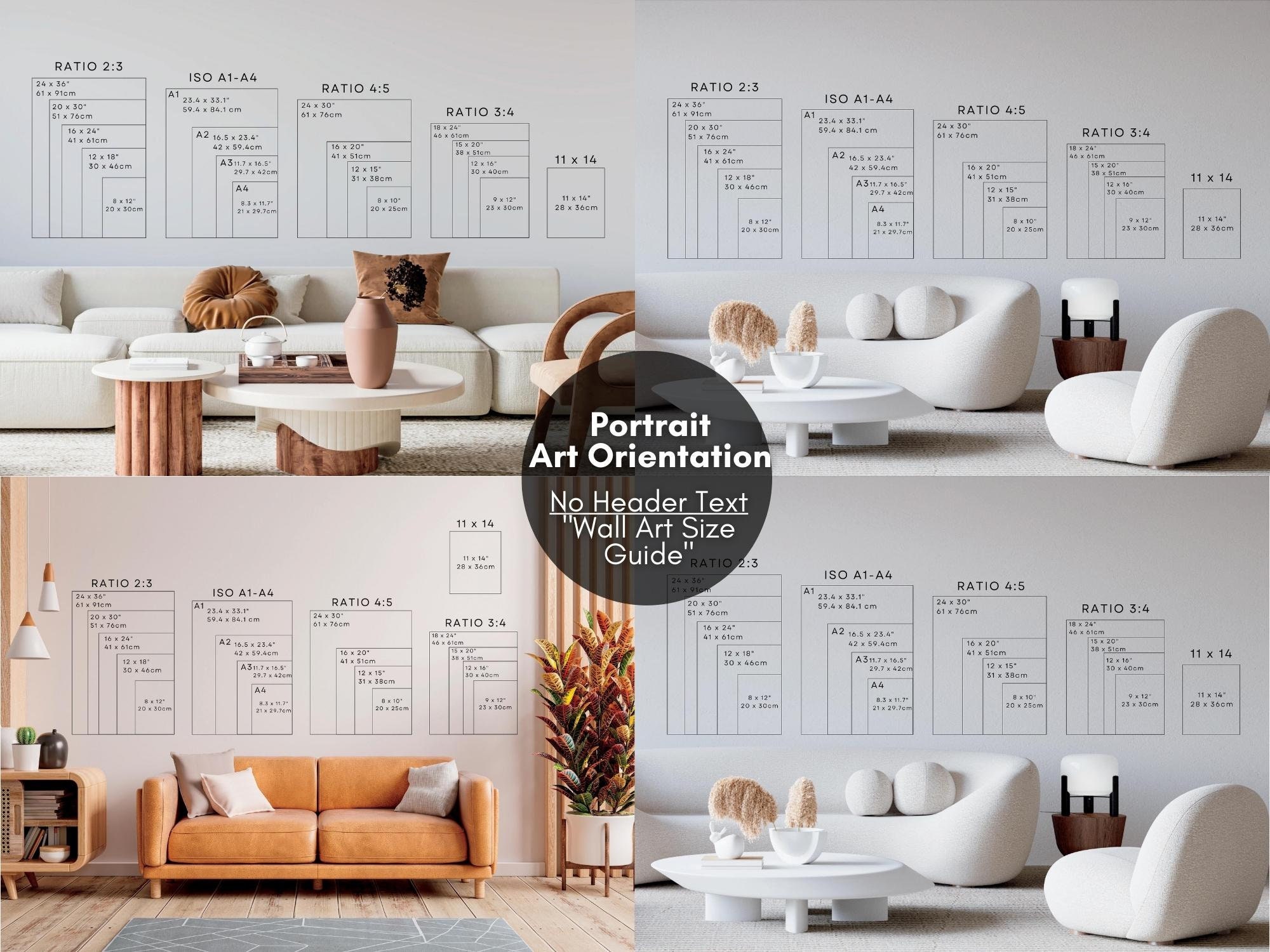 8 Wall Art Size Guide Art Frame Size Comparison Chart Wall - Etsy