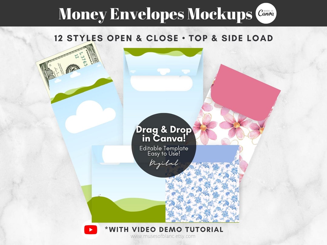 Drag and Drop Money Envelope Mockup Template, Cash Envelope Mockup ...