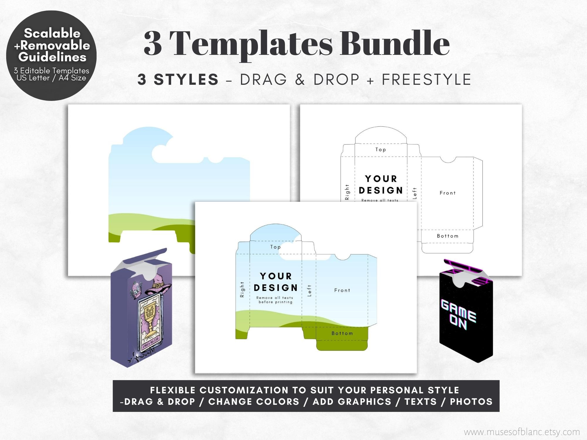 Drag and Drop Playing Cards Box Template, Custom Blank Tuck Box ...