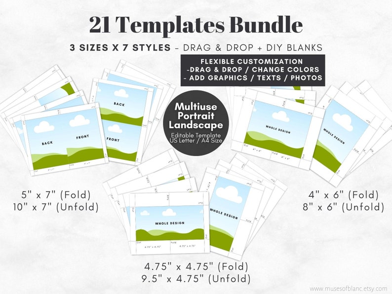 Drag and Drop Greeting Card Templates, Editable Canva Templates, Blank ...