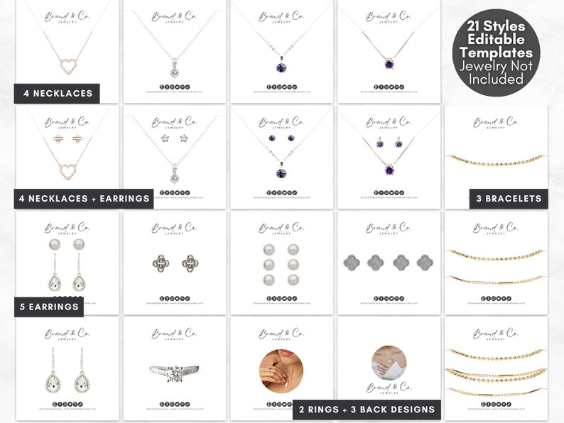 Editable Jewelry Display Cards Templates, Custom Jewelry Cards for ...
