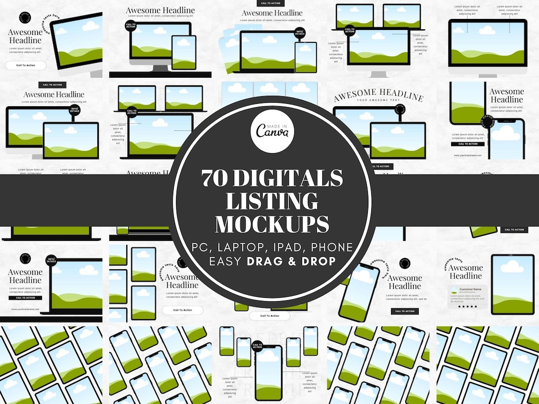 70 Digital Products Mockup, Desktop Mockups, Laptop Mockups, Tablet ...