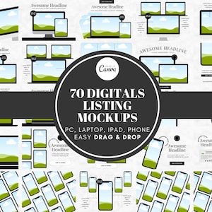 70 Digital Products Mockup, Etsy Listing Mockup, Editable Canva ...