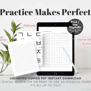 Learn Korean Beginner Workbook, Hangul Chart Korean Learning Workbook ...