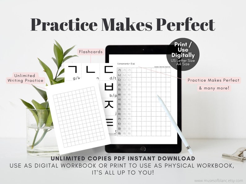 Learn Korean Beginner Workbook Hangul Chart Korean Learning - Etsy