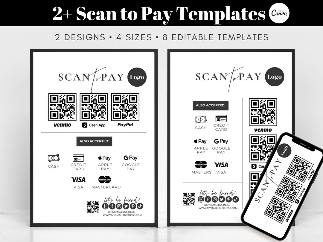 Editable Scan to Pay Templates Thank You Scan to Pay Sign QR - Etsy