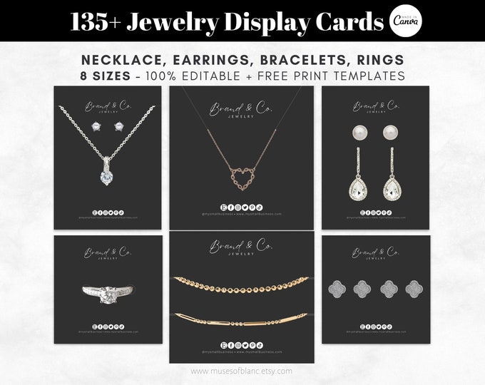 20 Editable Jewelry Display Card Canva Template, Portrait Girl ...